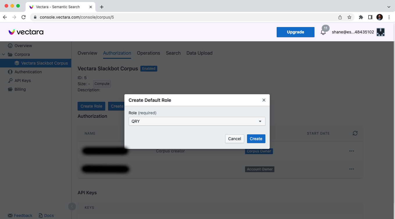 Configuring default read access to a corpus | Vectara Docs