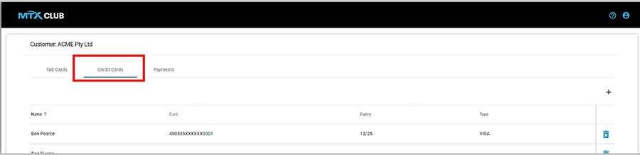 MTX Club Tab Cards - MyVenue