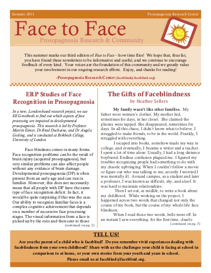 Newsletter, Face to Face - Faceblind
