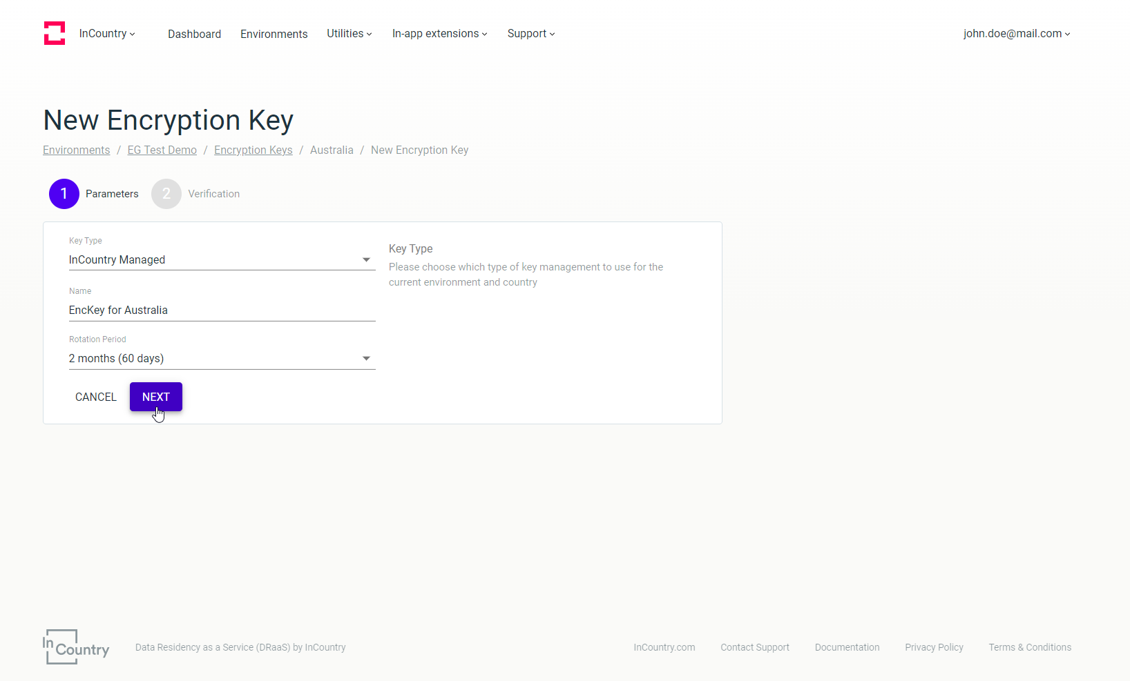 Managing encryption keys | InCountry Docs