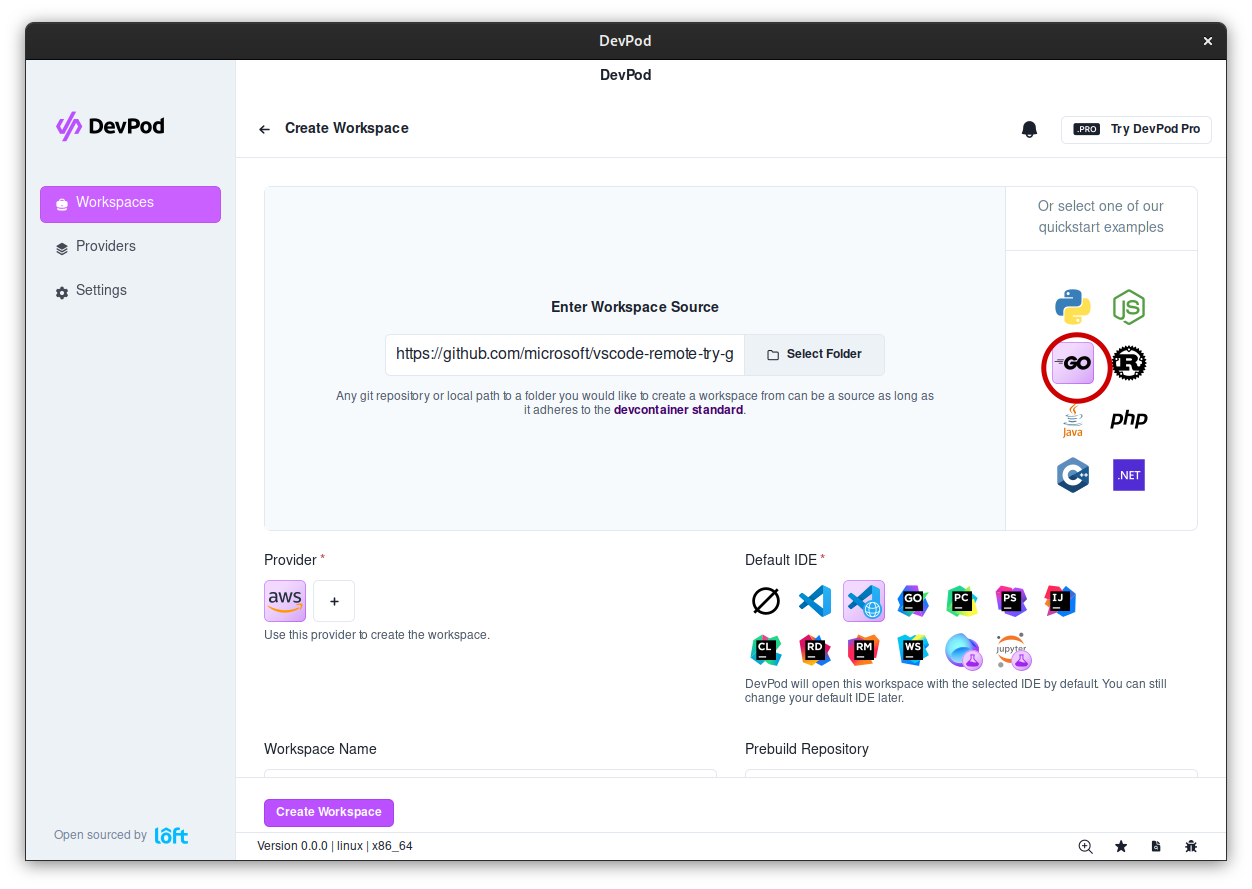 Quickstart VS Code | DevPod docs | DevContainers everywhere