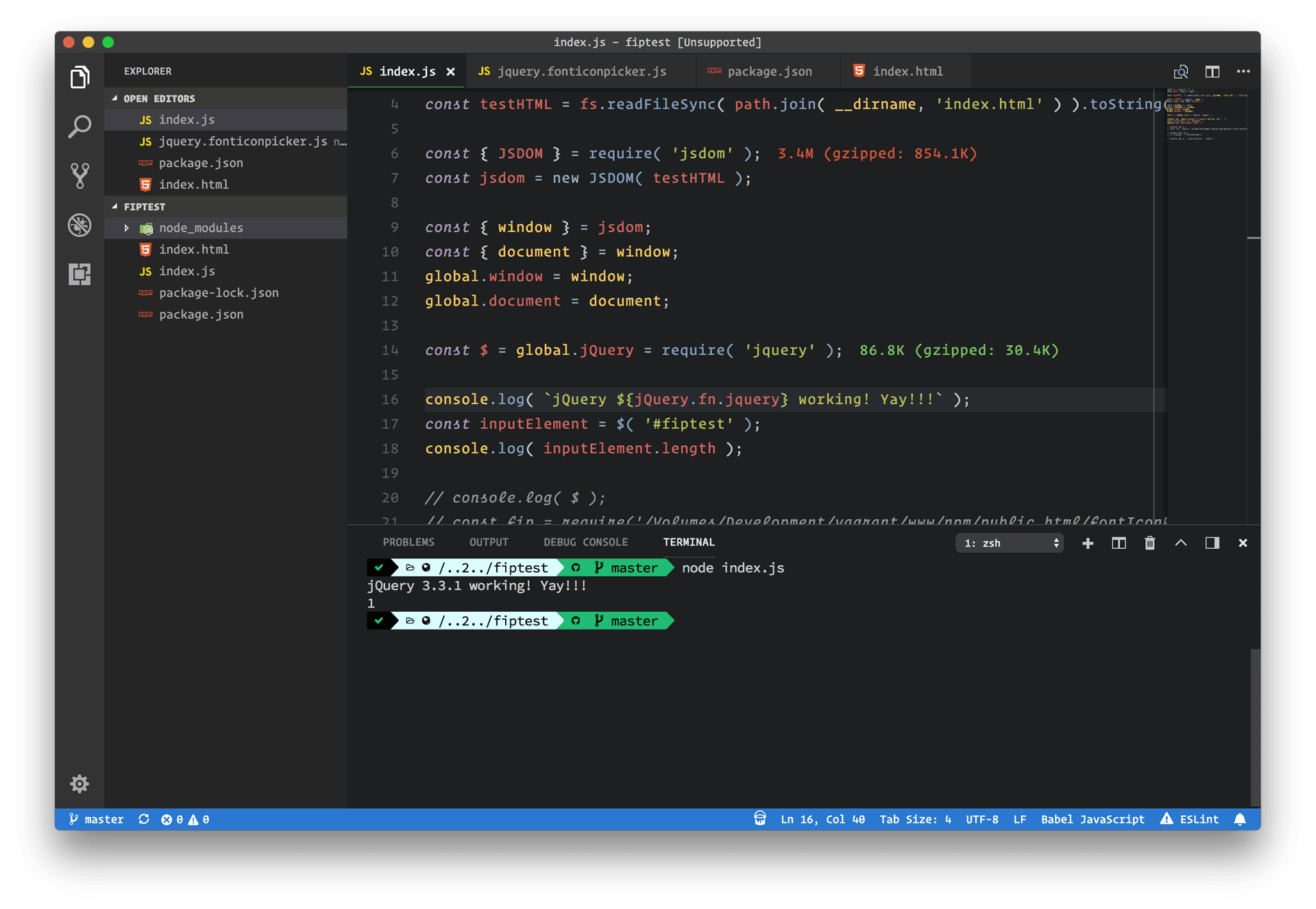 Use jQuery in Node with JSDOM V11 | Swas.io
