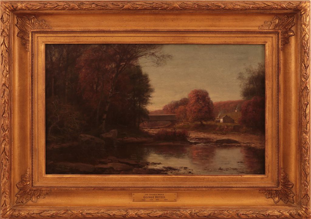 George Hetzel - The Covered Bridge - 19th Century American Fine Art