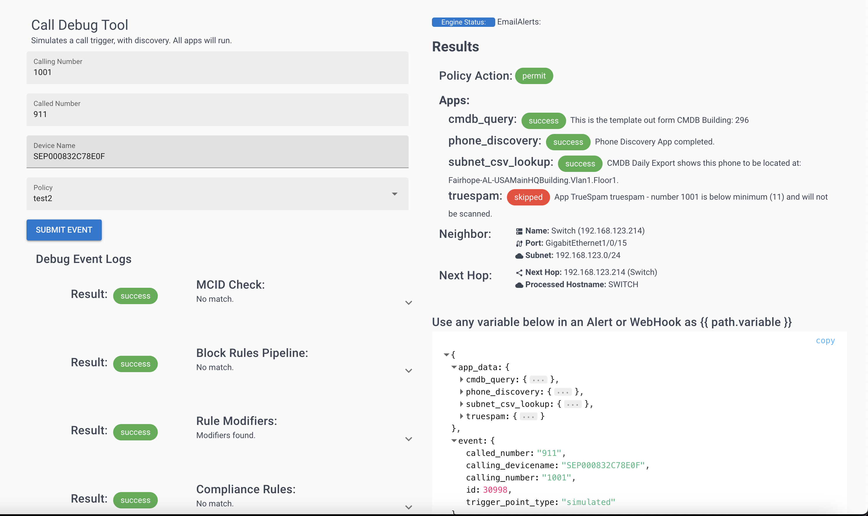 Policy Engine Suite for Cisco Callmanager