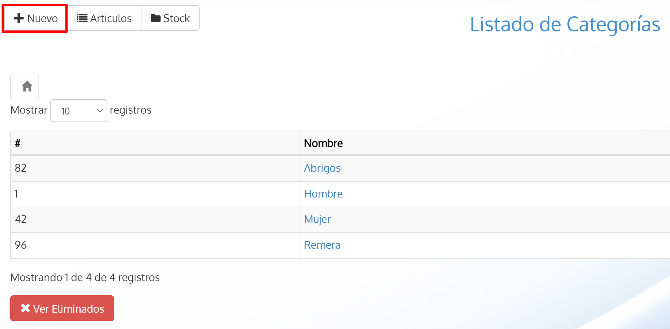 Categorías | Ninox Docs