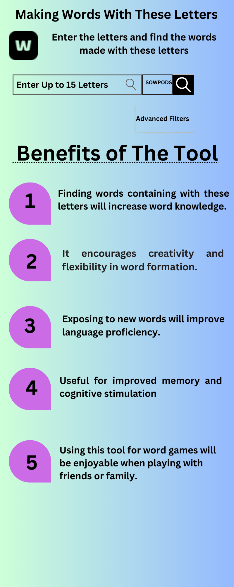 Make Words with These Letters - An Online Word Maker