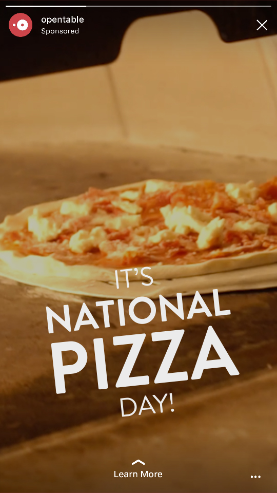 OpenTable Instagram Story