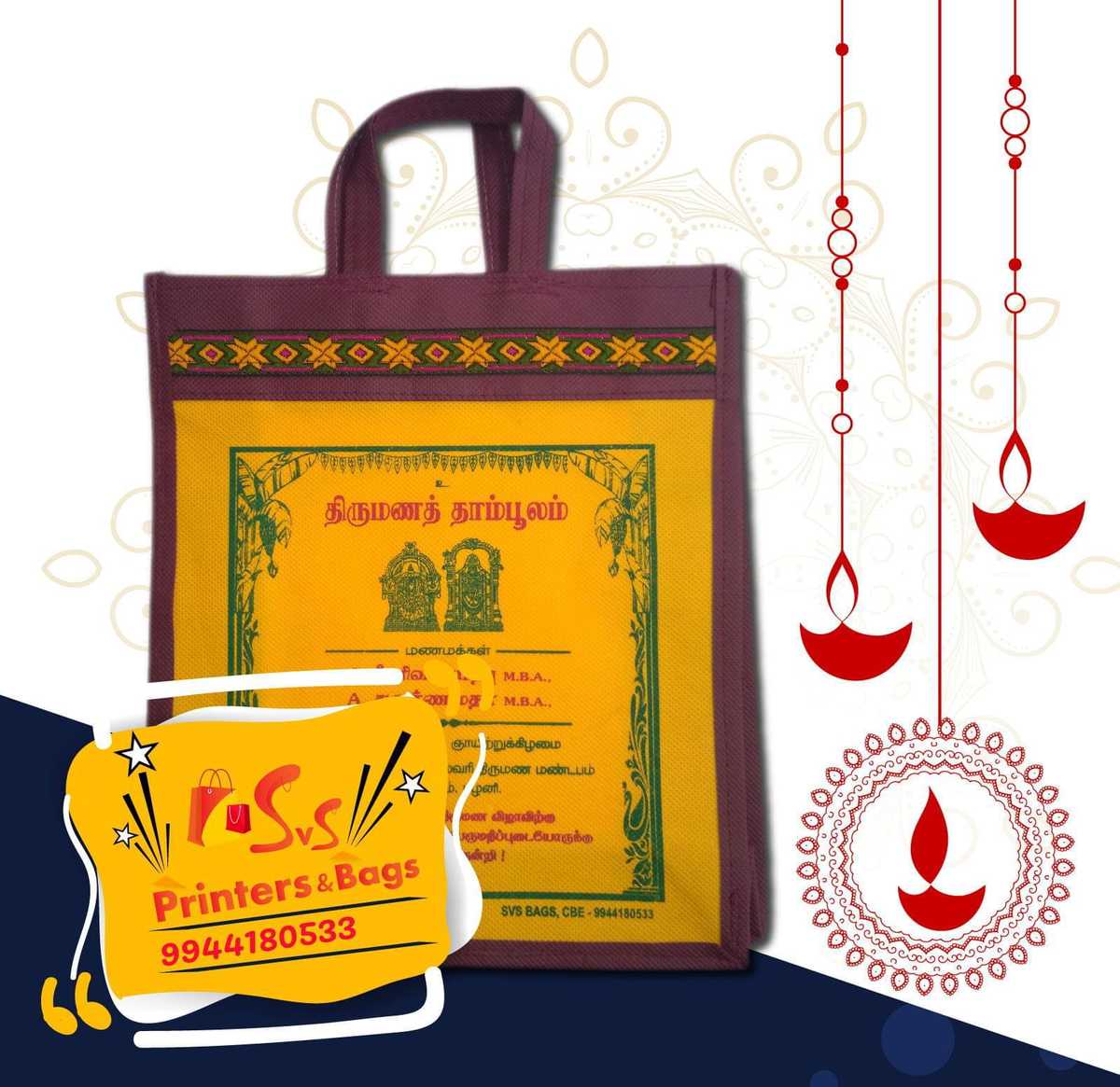 SVS Printers and Bags - Eco friendly marriage bags | Ribbon badges ...