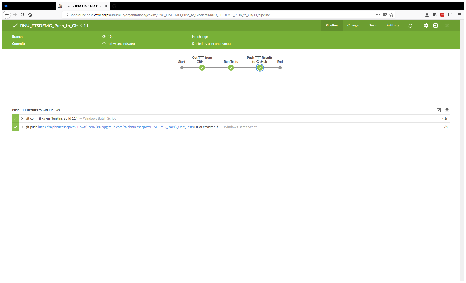 Test results in GitHub Pipeline | BMC Mainframe DevOps