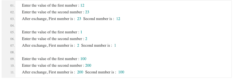 Python program to exchange two numbers without using a third number ...