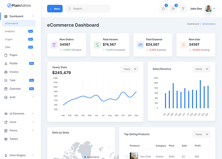 Free Bootstrap 5 Vanilla JS Admin Template - PlainAdmin