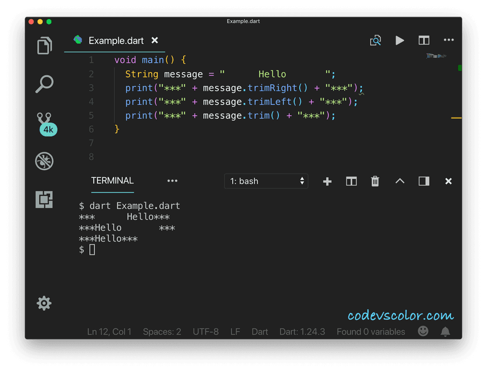 Trim A String In Dart Explanation With Examples Codevscolor